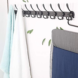 Dseap Coat Rack Wall Mount - 38” Long 10-Tri-Hooks Heavy Duty Coat Hanger Rail Wall Hooks for Hanging Coats Hats Clothing Clothes Purse Mudroom Entryway, Black