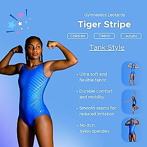 Destira Gymnastics Leotards for Girls, Tiger Stripe, Super Soft Leotards for Women and Girls with Matching Scrunchie, Gymnastics, Dance, Cheer, Yoga, and More, Adult X-Small