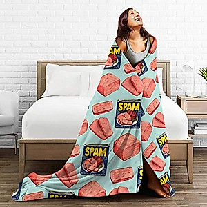 Zblin Spam Pattern Blue Throw Boutique Blankets Soft Comfortable Plush Microfiber Flannel Blanket 50"X40"Inch