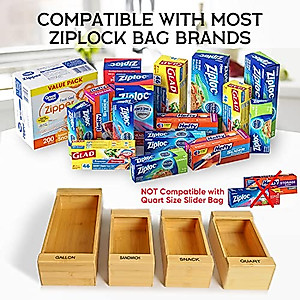 Barrenwood Ziplock Bag Storage Organizer, Storage Bag Organizer, 4 Separate Baggie Organizer, Ziplock Bag Storage Organizer for Kitchen Drawer, Compatible with Gallon, Quart, Sandwich & Snack Variety Size Bags