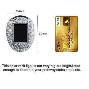HULPPRE 6-Pack Solar Rock Lights,Decorative Stone Pathway Lights IP65 Waterproof Solar Deck Dock Lights,Step Lights,Solar Ground Lights,Road Studs/Markers for Sidewalk,Driveway,Pool