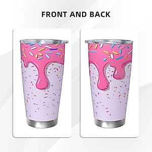 AYCZN Donut Dessert 20 OZ Tumbler Stainless Steel Travel Coffee Mug, Colorful Sprinkle Insulated Water Bottle with Lid Leakproof Thermal Cup