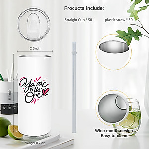 AGH 15OZ 25Pack Blanks Sublimation Straight Skinny Tumblers with Lids and Straws, Reusable Stainless Steel Insulated Water Bottle, Double Wall Vacuum Sublimation Travel Mug Cup For Coffee And Juice