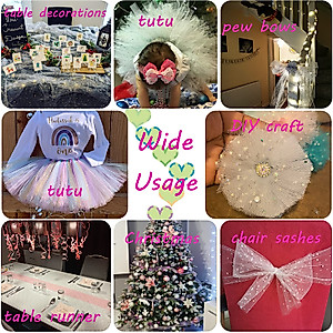 Glitter Tulle Rolls, 6” by 50 Yards (150FT) Sequin Tulle Netting Fabric Tulle for Tutu Skirts Sewing Birthday Wedding Party Decoration (White)