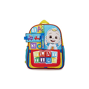 AI ACCESSORY INNOVATIONS Cocomelon JJ's Playtime Interactive Mini Backpack for Boys and Girls, Pre-school Schoolbag with Padded Back and Adjustable Straps, Versatile 12”