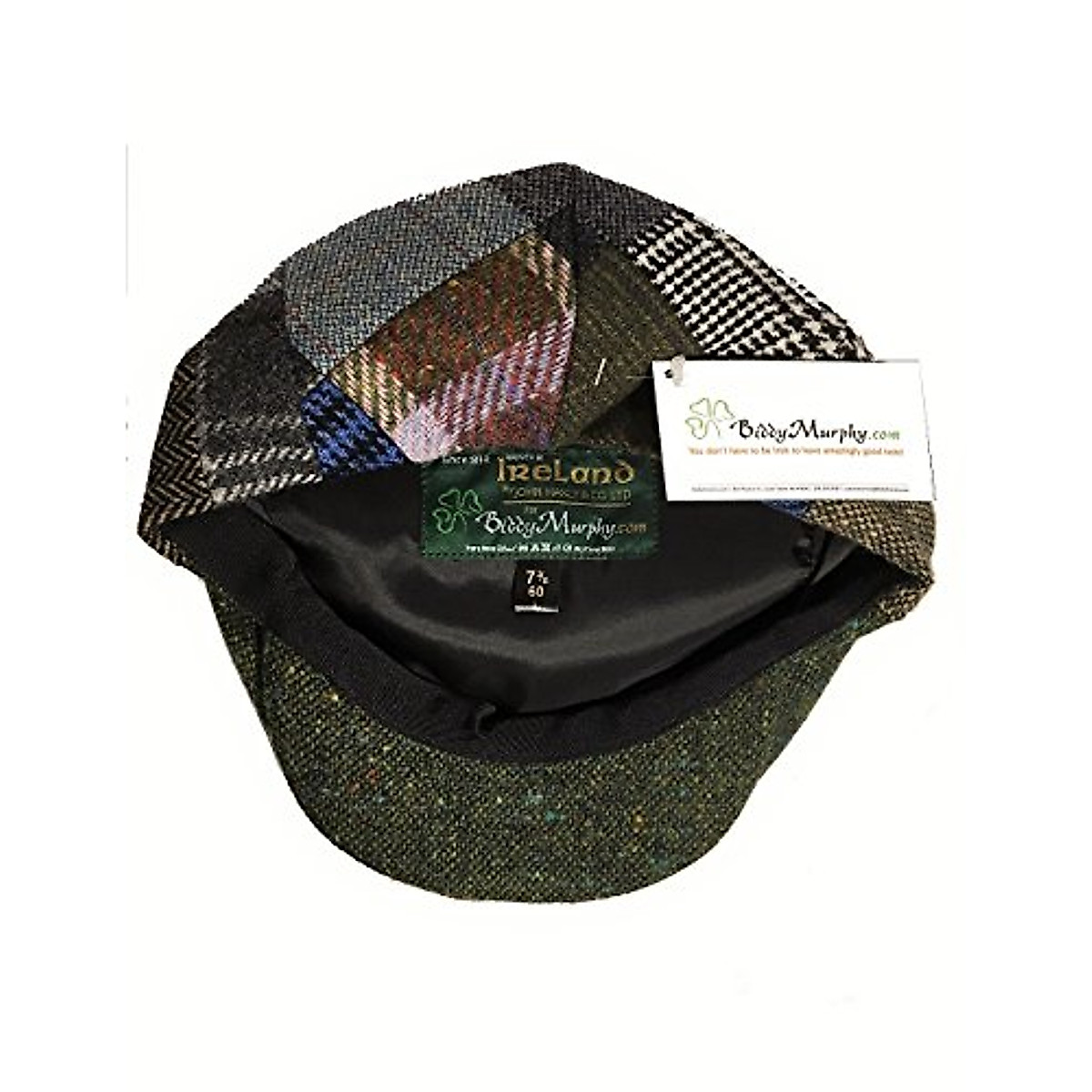 Biddy Murphy Irish Hats for Men Men's Flat Irish Hat Patchwork 100% Wool Made in Ireland Medium Multicolor