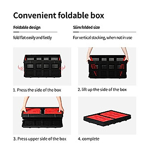 ROTIHOMESYS 60L Collapsible Storage Bins - Durable Plastic Folding Utility Crates, Solid Wall Stackable Containers, Collapsible Laundry Black Baskets for home improvement, No Lid