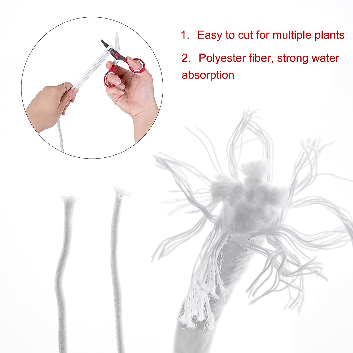 ORIMERC 60 feet 1/6 inch Self Watering Wick Cord for Vacation Self-Watering Planter Pot DIY Automatic Watering Device System Potted Plant Sitter Auto Drip Waterer to Water African Violet