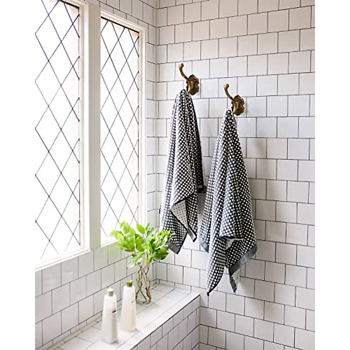 SDH Coat Hooks Wall Mounted - Decorative Towel Hooks - Aluminum Heavy Duty Wall Hooks for Hanging Coats, Purse & Clothes in Hallway, Closets, Bathroom - Pack of 2 Vintage Style Antique Brass Hooks