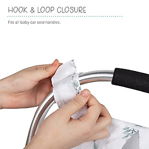 The Peanutshell Muslin Canopy Car Seat Cover, Breathable Lightweight 360° Protector Baby Car Seat Cover Size 36" x 24" - Gender Neutral Eucalyptus Pattern