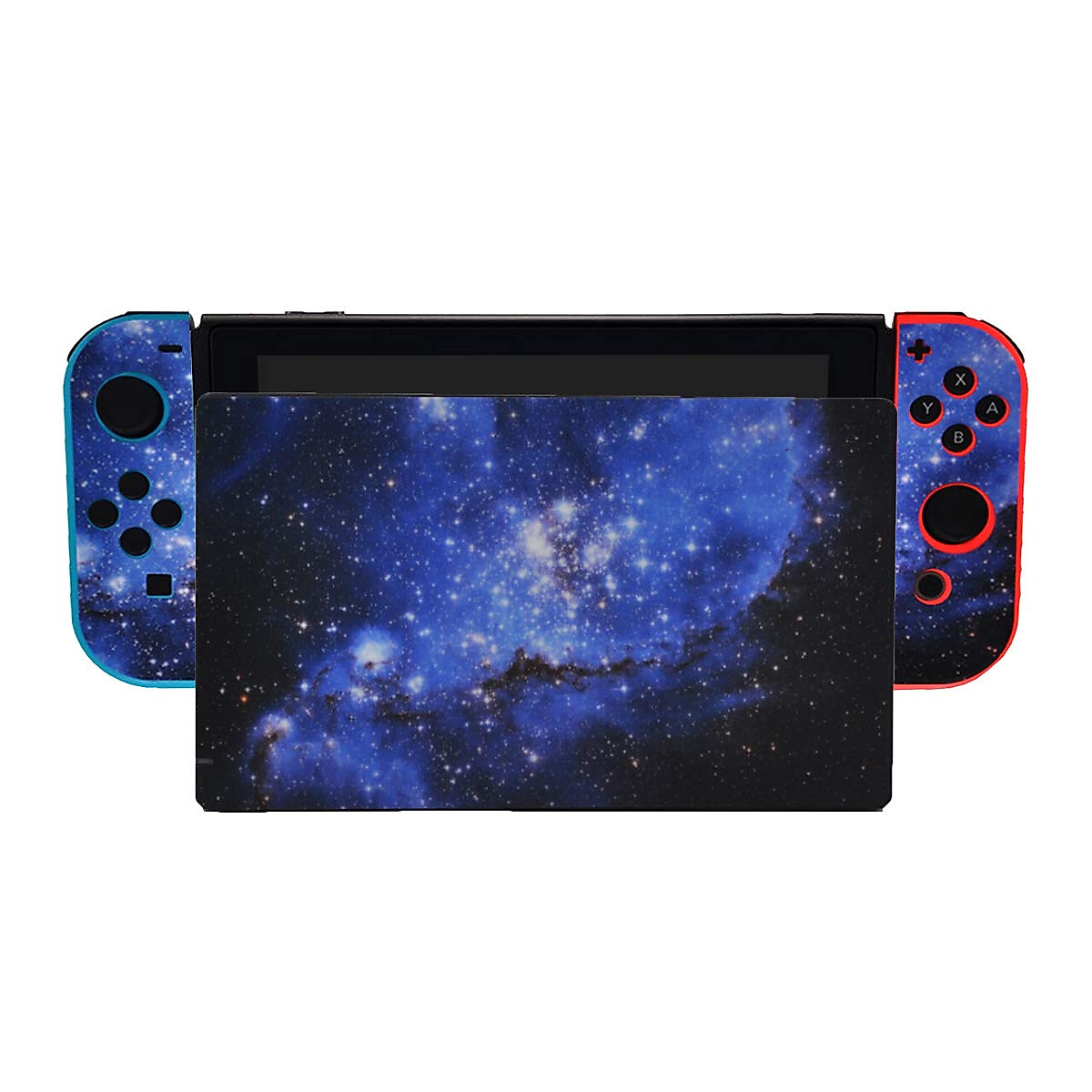 Taifond Full Set Faceplate Skin Decal Stickers for Nintendo Switch with 2Pcs Screen Protector (Console & Joy-con & Dock & Grip) -Blue Galaxy