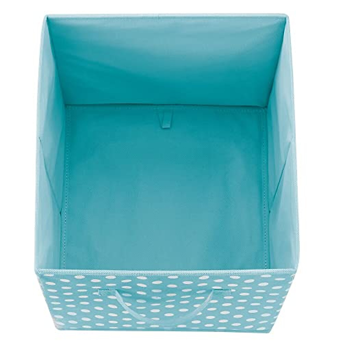 mDesign Soft Fabric Closet Storage Organizer Cube Bin Box, Handle - Storage for Baby Child/Kids Room, Nursery, Toy Room, Furniture Units, Shelf - 12.75" high - Turquoise Blue/White Polka Dots