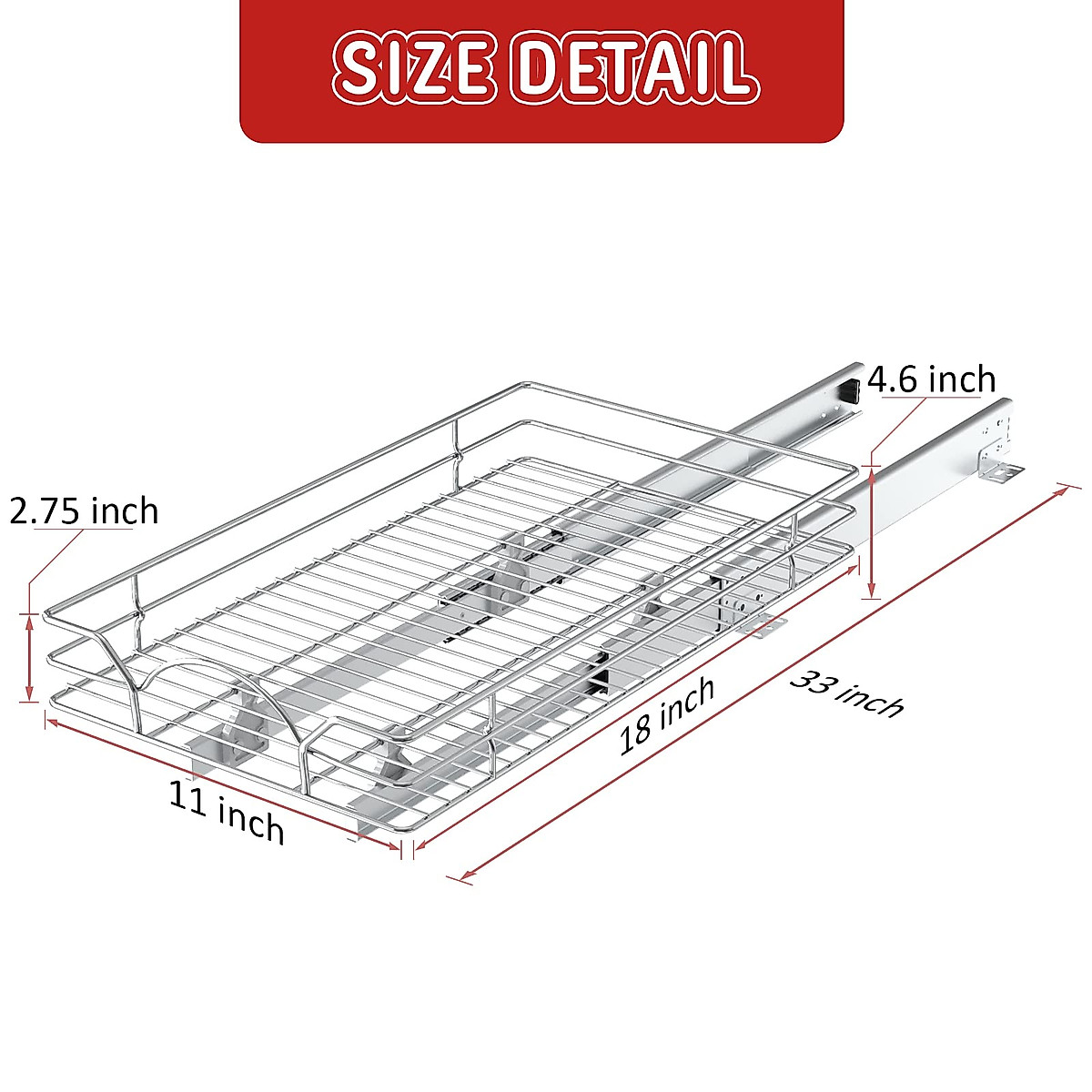 LOVMOR Pull Out Cabinet Organizer and Storage 11" W x 18" D, Slide Out Shelves for Kitchen Cabinets