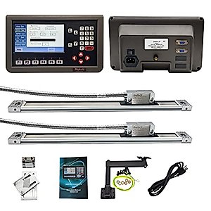 LCD Screen 2 Axis Digital Readout Display High Accuracy Magnetic Scale Encoder 1um Resolution 320mm and 5um Resolution 1020mm ((12"x40") for Lathe Machine