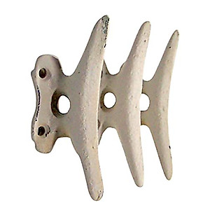 Nautical White Cast Iron Boat Cleat Wall Hooks, 3.5 Inches, Set of 3