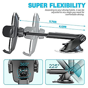 Car Phone Holder Mount, Suction Cup Cell Phone Holder with Gel Pad for Dashboard Windshield Air Vent 3-in-1, Stable Universal Cellphone Mount Holder Compatible with iPhone, Samsung, Android Mobile