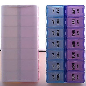 Weekly Pill Case Double Row Combined Daily Pill Box Organizer with Lid 7 Day Pill Organizer Home Supplies Organizers and Storage