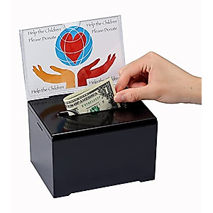 Adir Acrylic Donation Ballot Box with Lock - Secure and Safe Suggestion Box Great for Business Cards (6.25" x 4.5" x 4") Black