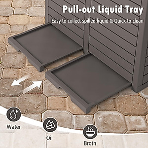 Toolsempire 62 Gallon Outdoor Trash Can, Dual Garbage Can with Lid & Drip Tray, Outside Trash Bin Garbage Bin for Patio, Backyard, Deck & Roadside (Coffee)