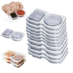 Reusable Snack Packs, Nut and Cheese Snack Containers, Reusable Snack Pack Containers, 2024 New Reusable Snack Container 2 Compartment,100PCS Double Compartment Condiment Container with Lids (50Pcs)