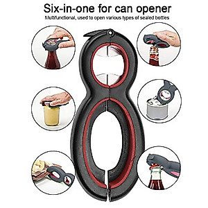 2Pcs 6‑In‑1 Can Opener Jar Opener Bottle Opener Multifunctional Bottle Opener Kitchen Handheld Gadgets