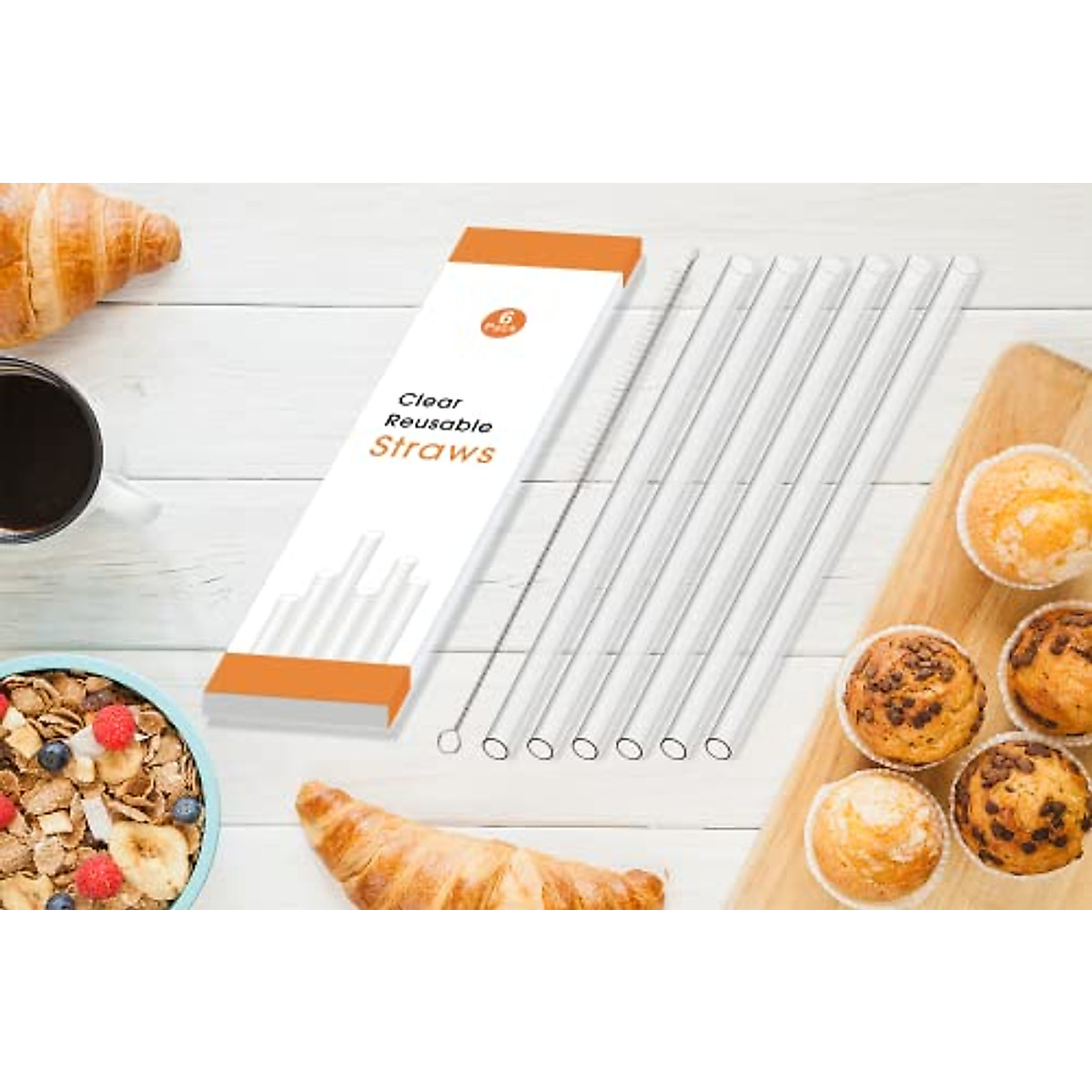 Replacement Straws for Stanley 40 30oz Adventure Quencher Travel Tumbler 6Pack, YOELIKE Reusable Clear Straws with Cleaning Brush, Compatible with Stanley Cup Mug Accessories