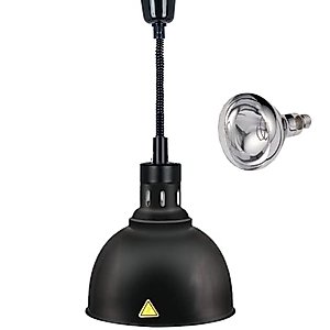 JIAWANSHUN Food Warmer Lamp Food Heat Lamp Warmer Bulb 250W Commercial Food Warmer Adjustable Hanging Food Heat Lamps Heating Lamp Restaurant Food Service Food Warming Pizza Warmer (Black) 110V