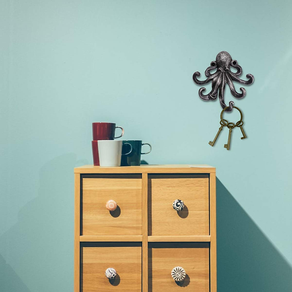 Ciieeo Octopus Bathroom Octopus Coat Hanger Closet Clothes Hooks Fish Towel Rack Key Hanger Cast Octopus Towel Robe Hooks Adhesive Animal Wall Hook Octopus Hook Ocean Wall Hanging