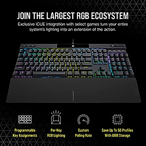 Corsair K70 RGB PRO Mechanical Gaming Keyboard - Cherry MX Brown Keyswitches - 8,000Hz Hyper-Polling - Durable PBT Double-Shot Keycaps - Magnetic Soft-Touch Palm Rest - Black (QWERTY - NA Layout)