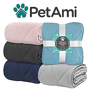 PetAmi Premium Cooling Dog Blanket | Lightweight Fluffy Pet Throw Blanket Bed Cover for Dogs, Cat, Puppies | Pet Blanket Furniture Protector Couch Sofa | Reversible Fuzzy Cozy | 29x40, Light Grey