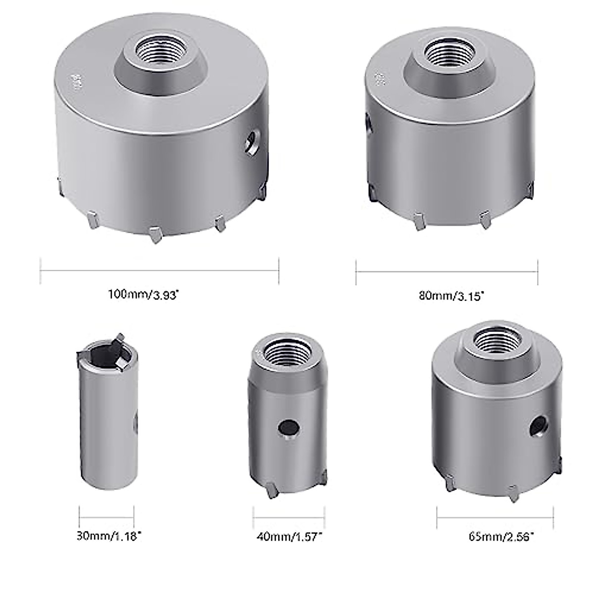 RVIQI 9PCS Concrete Hole Saw Set,Tungsten Steel SDS Plus Shank Masonry Wall Hole Opening Drill Bits for Brick, Concrete, Cement Stone