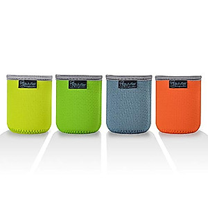 Beautyflier Pack of 4 Anti-Slip Embossed Neoprene Bottle Insulator Sleeve Thick Collapsible Drink Can Sleeve Cover For Camping Party (7.5oz)
