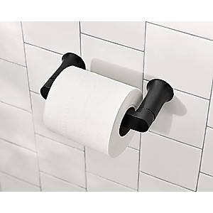 Moen Genta Matte Black Modern Double Post Wall Mount Pivoting Toilet Paper Holder, BH3808BL