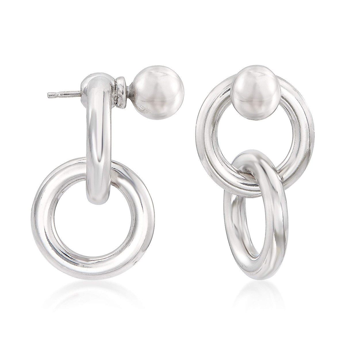 Ross-Simons Italian Sterling Silver Interlocking-Circle Front-Back Earrings