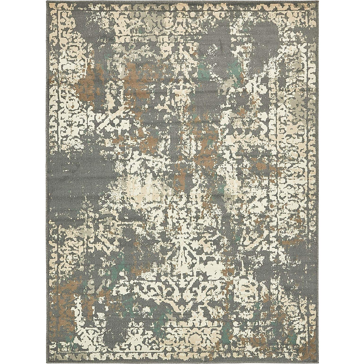 Unique Loom Tuareg Collection Vintage Distressed Traditional Area Rug (9' 0 x 12' 0 Rectangular, Gray/ Beige)