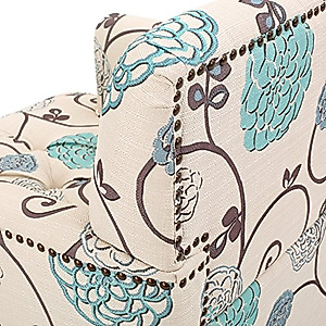 Christopher Knight Home Harrison Fabric Tufted Club Chair, White / Blue