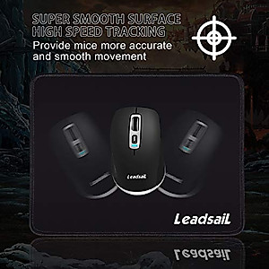 LeadsaiL Mouse Pad with Stitched Edge, Water-Resistant, Premium-Textured Mouse Mat, Non-Slip Rubber Base Mousepad for Laptop, Computer & PC, 10.6×8.3×0.1 inches (Black)