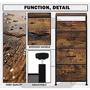 USJRAO Wood Veneer Fabric Dresser with 3 Drawers and Shelves Chests of Drawers Organizers Uint Storage Tower Side Table for Closet Bedroom Living Room Kitchen Entryway Steel & Rustic Brown