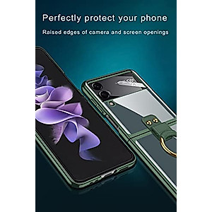 FYTON Galaxy Z Flip 4 Case with Ring, Ultra-Thin Electroplated Frame Z Flip 4 Case with Ring Holder, Anti-Scratch Shockproof Protective Cover with for Samsung Galaxy Z Flip 4 5G (2022), Lavender