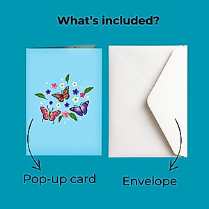 Hartensteler® Butterflies in Nature Pop Up Card - 3D Butterfly Card for Wife, Girlfriend & Mother (Birthday Card, Get Well, Thank You, Anniversary)