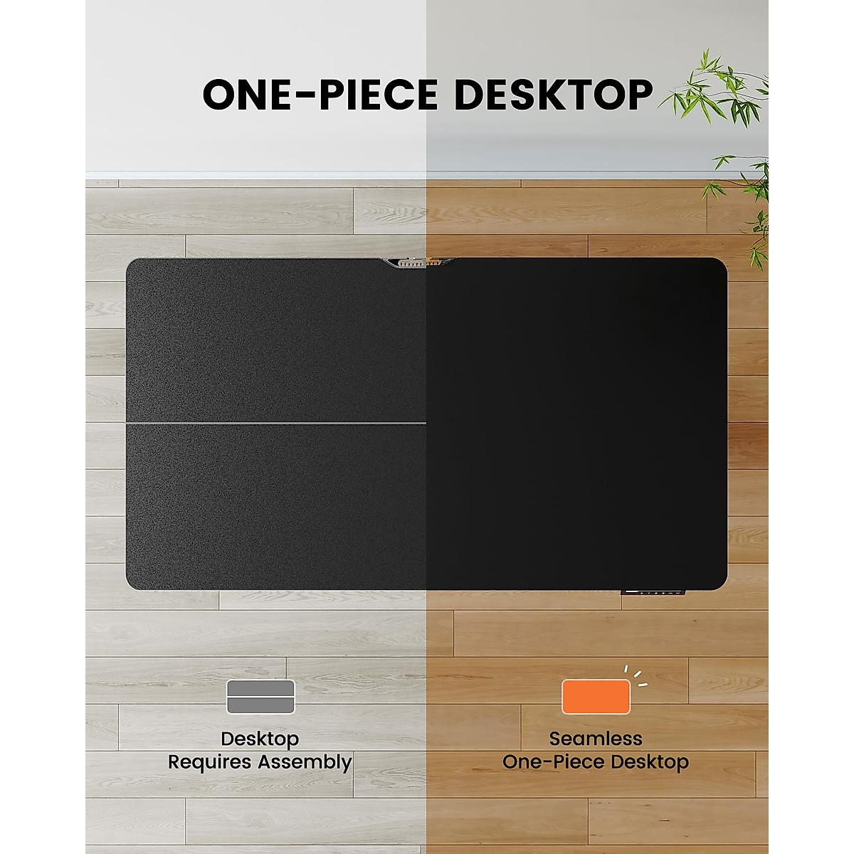 ErGear Whole Piece Standing Desk, 40x24 inch Adjustable Stand Up Desk with Cable Management Tray, Electric Computer Desk Workstation for Home Office, Black, EGESD63B