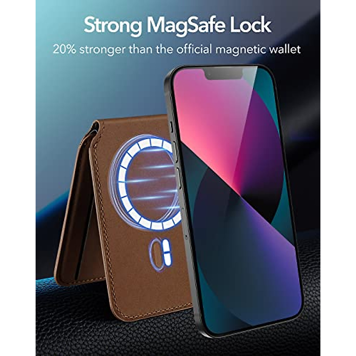 ESR HaloLock Vegan Leather Wallet Stand Krystec Clear Case with HaloLock Compatible with iPhone 14 Pro Max Case, Compatible with MagSafe, Ultra-Yellowing Resistant, Military-Grade Protection