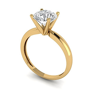 Clara Pucci 1.50 ct Round Cut Solitaire Moissanite Engagement Wedding Bridal Promise Anniversary Ring 18K Yellow Gold Size 5.25