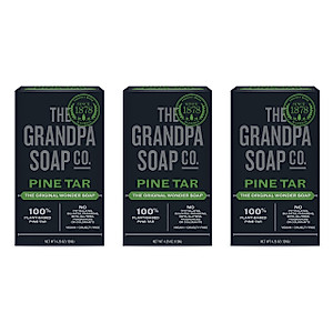 Pine Tar Bar Soap by The Grandpa Soap Company | The Original Wonder Soap | 3-in-1 Cleanser, Deodorizer & Moisturizer | 4.25 Oz. Each ? 3 Pack