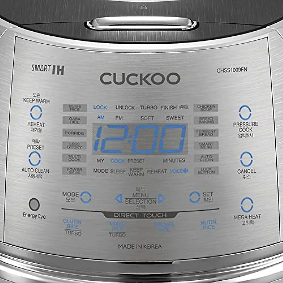 CUCKOO CRP-CHSS1009FN Induction Heating Pressure Rice Cooker, 10 cups, Metallic