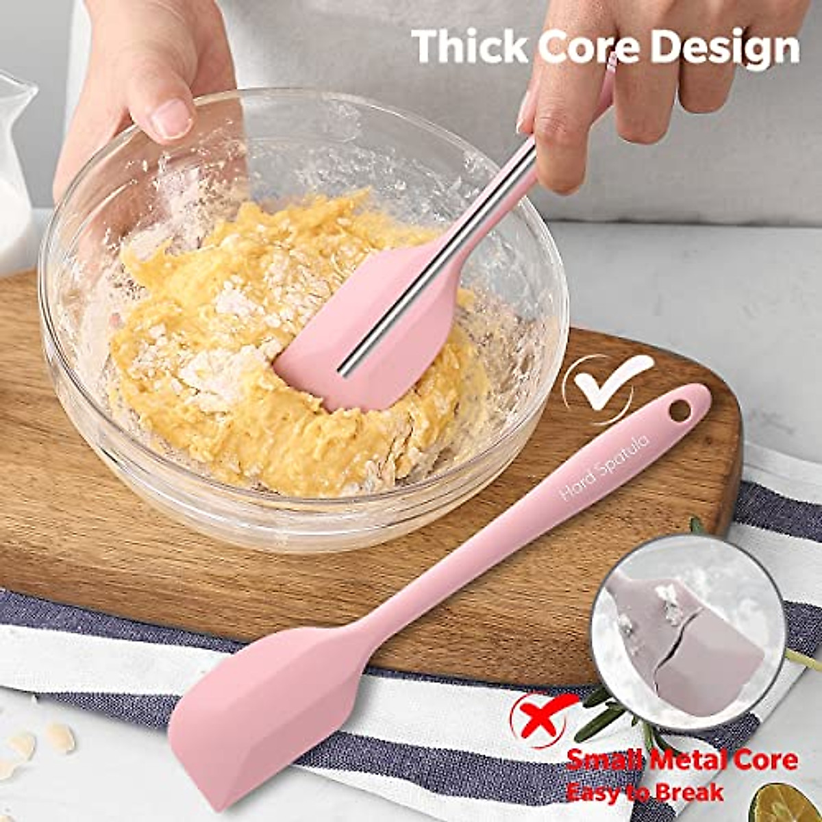 Wanbasion 5 Piece Silicone Spatula Set Heat Resistant, Colorful Rubber Baking Spatula Set, Kitchen Spatula Set Dishwasher Safe for Nonstick Cookware Cooking Mixing