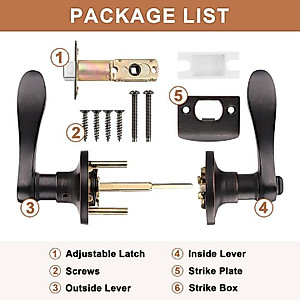 10 Pack Privacy Bathroom Door Lock Lever Keyless No Keys Door Lockset;Right/Left Handed Reversible;Oil Rubbed Bronze Door Levers Hardware