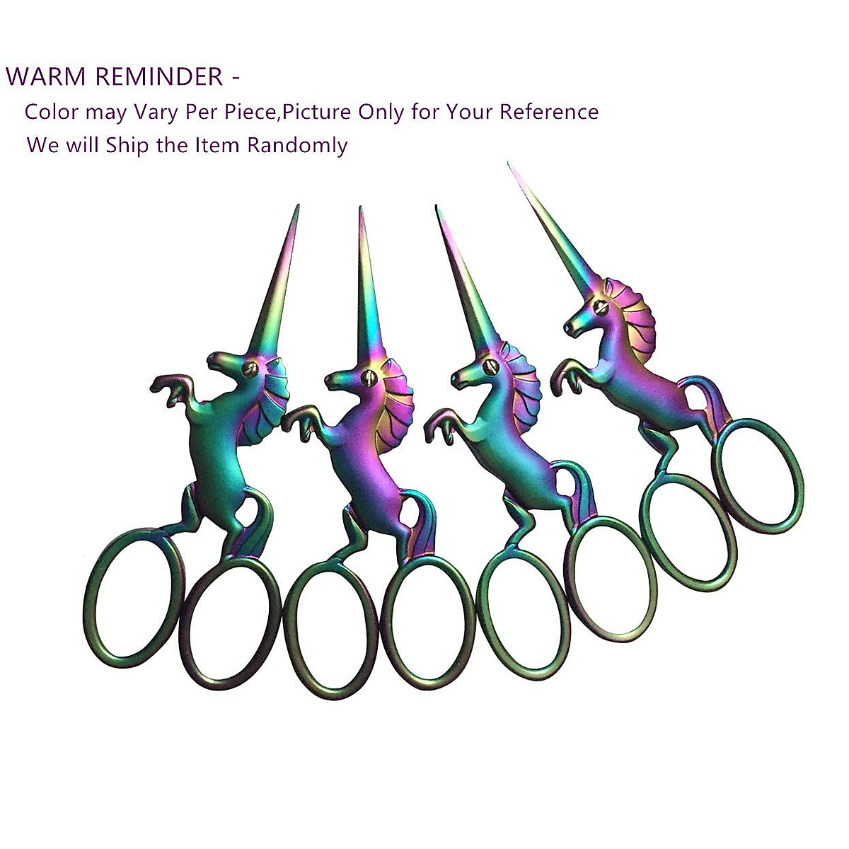 HITOPTY Unicorn Embroidery Scissors, Stainless Steel 4.5inch Cute Snips for Needlework, Cross-stitch, Embroidery, Sewing, Quilting and Needlepoint (Rainbow)