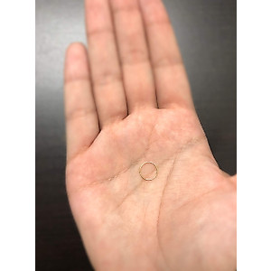 18k Solid Yellow Gold Helix Hoop Cartilage Earrings Piercing or Nose Ring Hoop 9 mm for Teens and Women