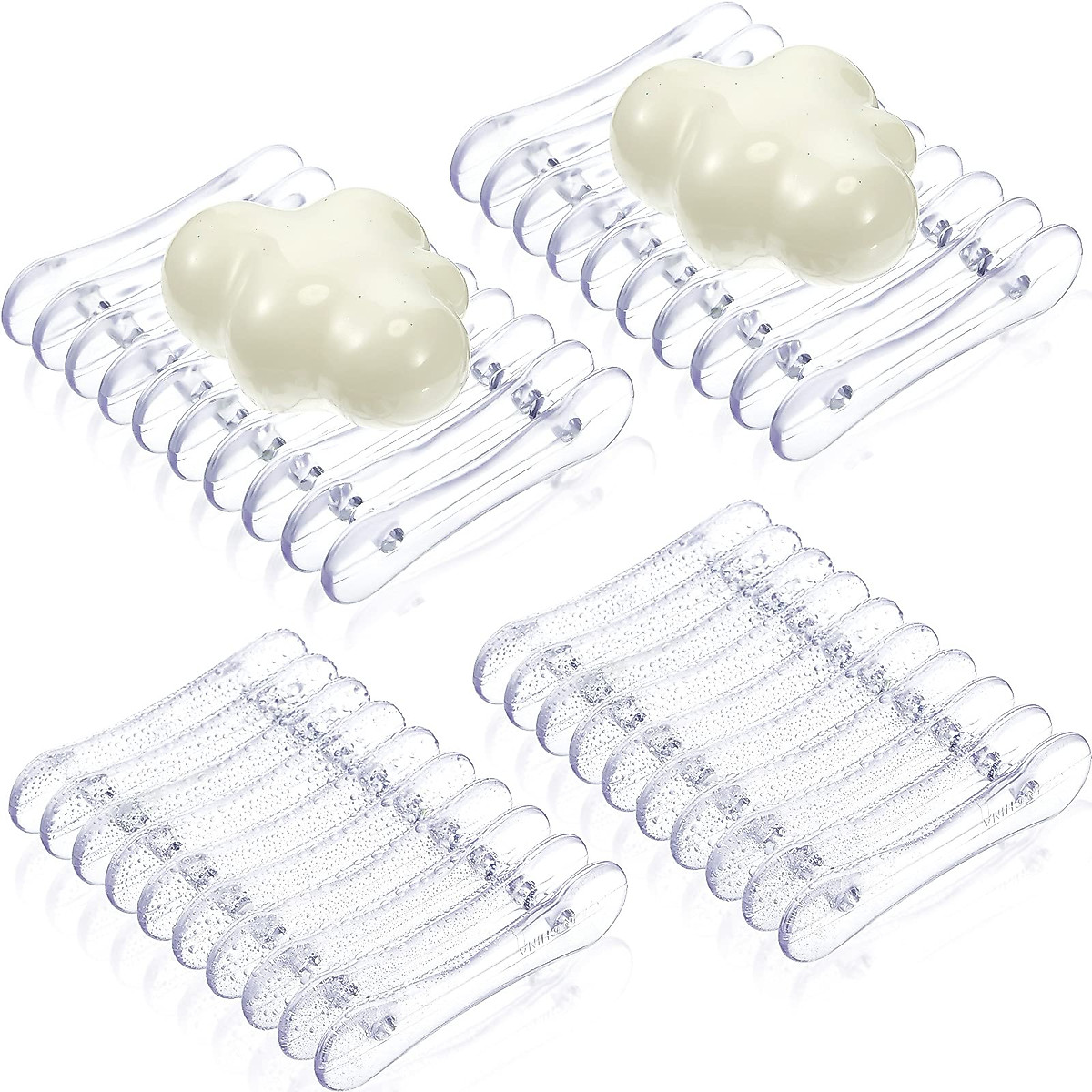 4 Pieces Plastic Bar Soap Holder Soap Tray Soap Saver Bar Dish Self Draining Soap Dishes for Soap Sponge Dryer Bathroom Toilet Shower Kitchen Restaurant Counter (Clear)